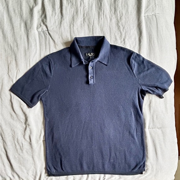 rag & bone | Shirts | Rag Bone Blue Polo Shirt Short Sleeve Knit | Poshmark